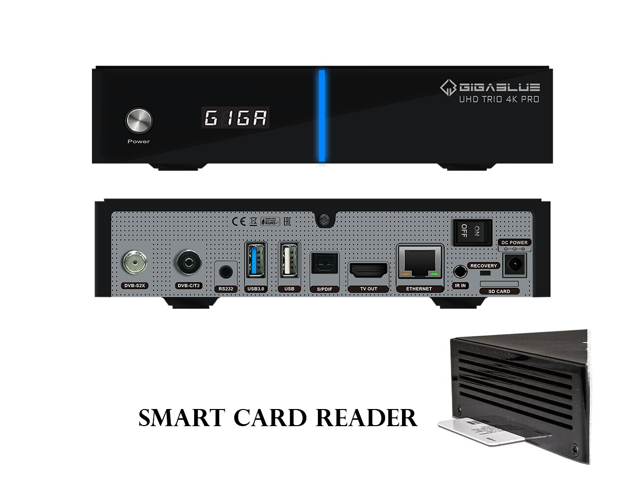 GigaBlue UHD Trio 4K PRO E2 Linux Receiver 1x DVB-S2X, 1x DVB-C/T2 ...