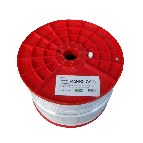 Venton Koaxial Sat Kabel RG6Q-CCS 120dB 4-fach geschirmt High Quality ...