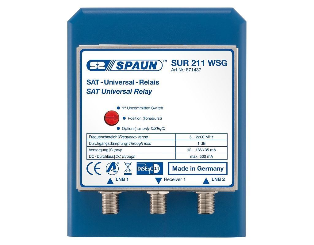 Spaun SUR 211 WSG Sat Antennen Relais DiSEqC 2/1 mit Option | mit WSG | 10117-502