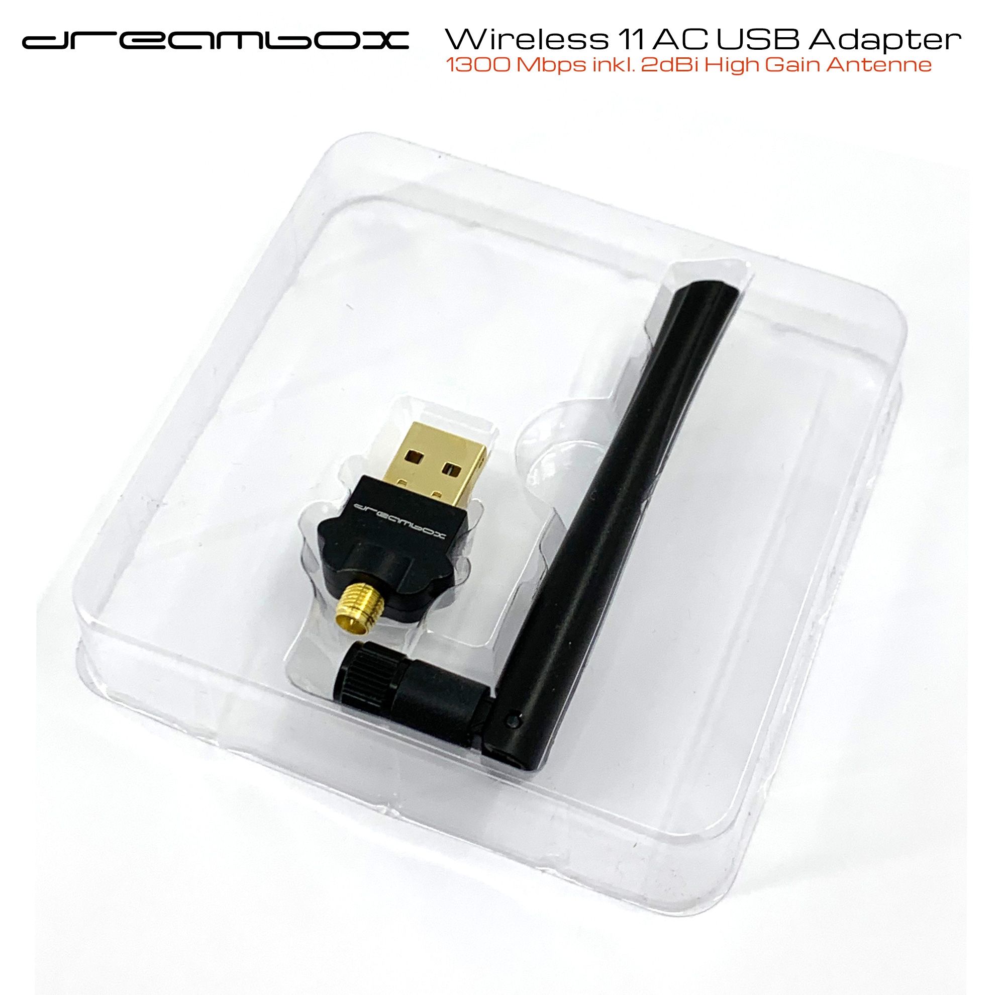 Dreambox Dual Band Wireless USB 2.0 Adapter 1300 Mbps inkl. Antenne | 13557
