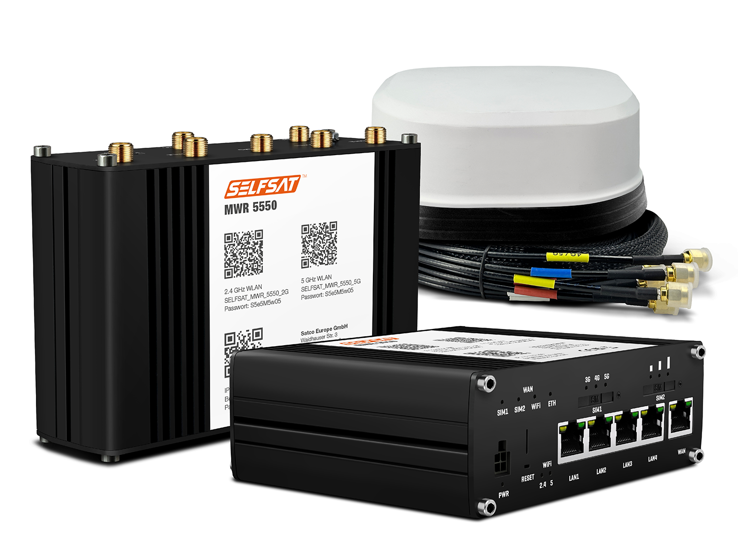 SELFSAT MWR 5550 5G Cat 20 WLAN Router bis 3,3 Gbps inkl. SATCO 5G ...