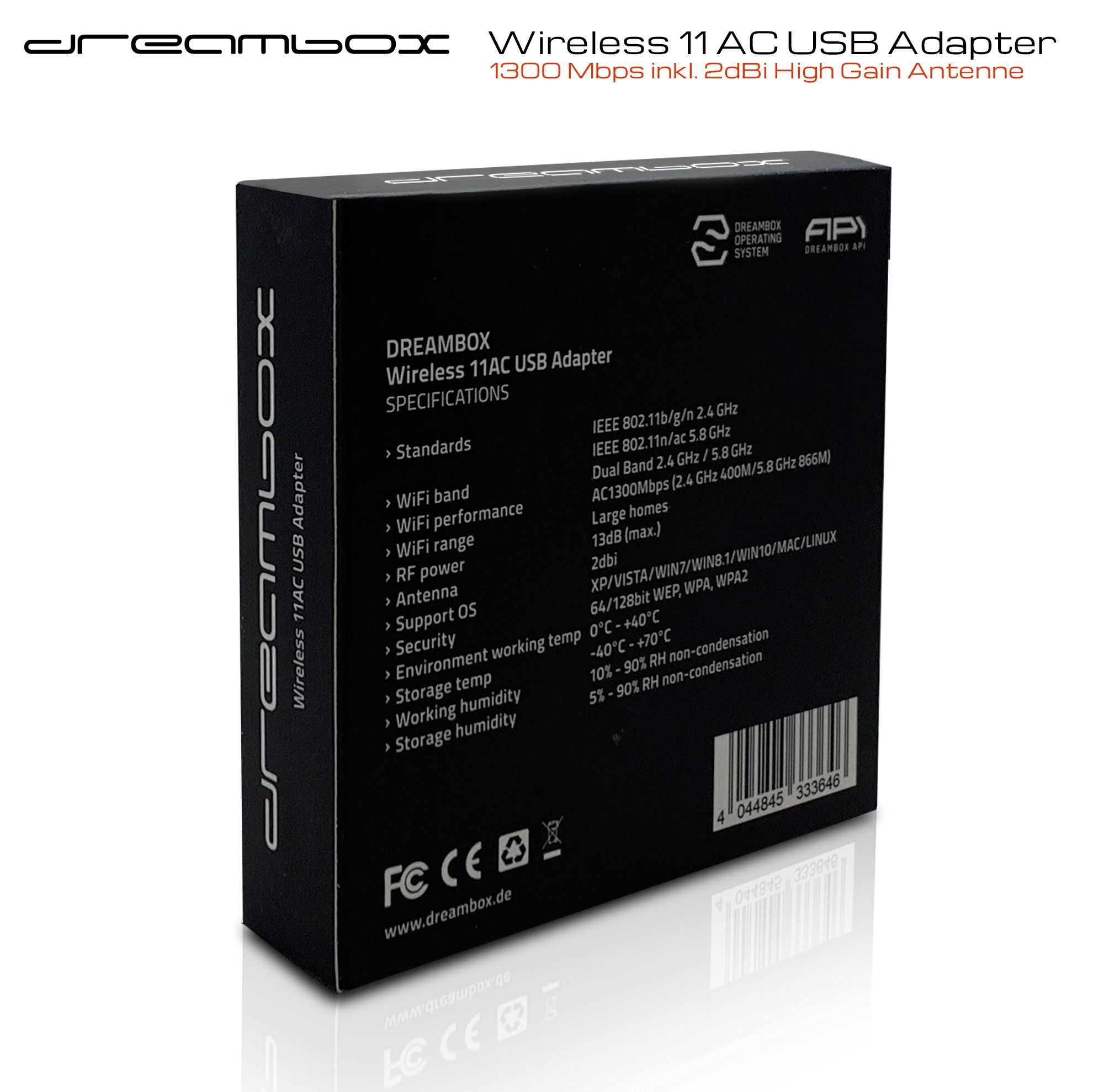 Dreambox Dual Band Wireless USB 2.0 Adapter 1300 Mbps inkl. Antenne | 13557