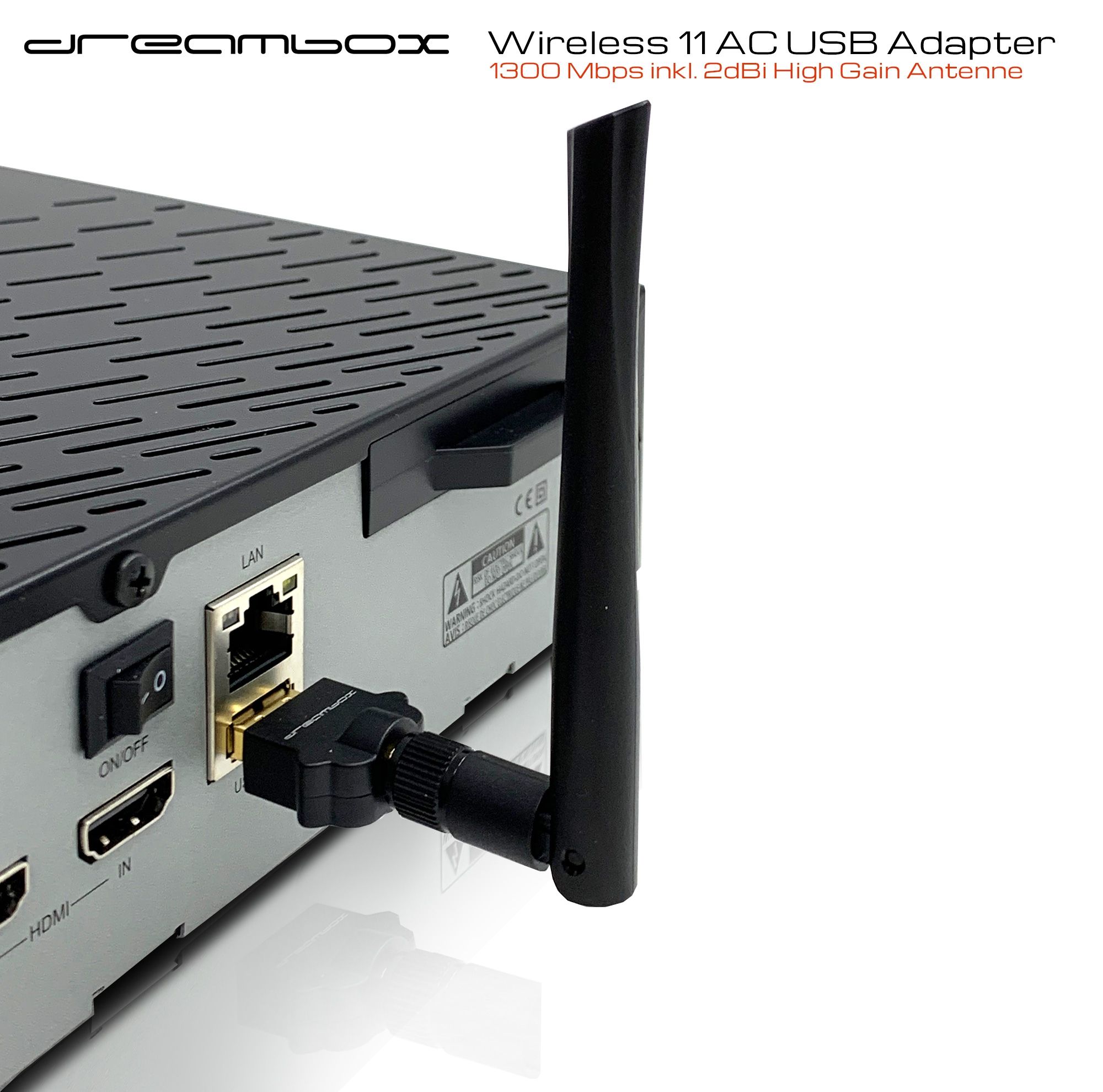 Dreambox Dual Band Wireless USB 2.0 Adapter 1300 Mbps inkl. Antenne | 13557