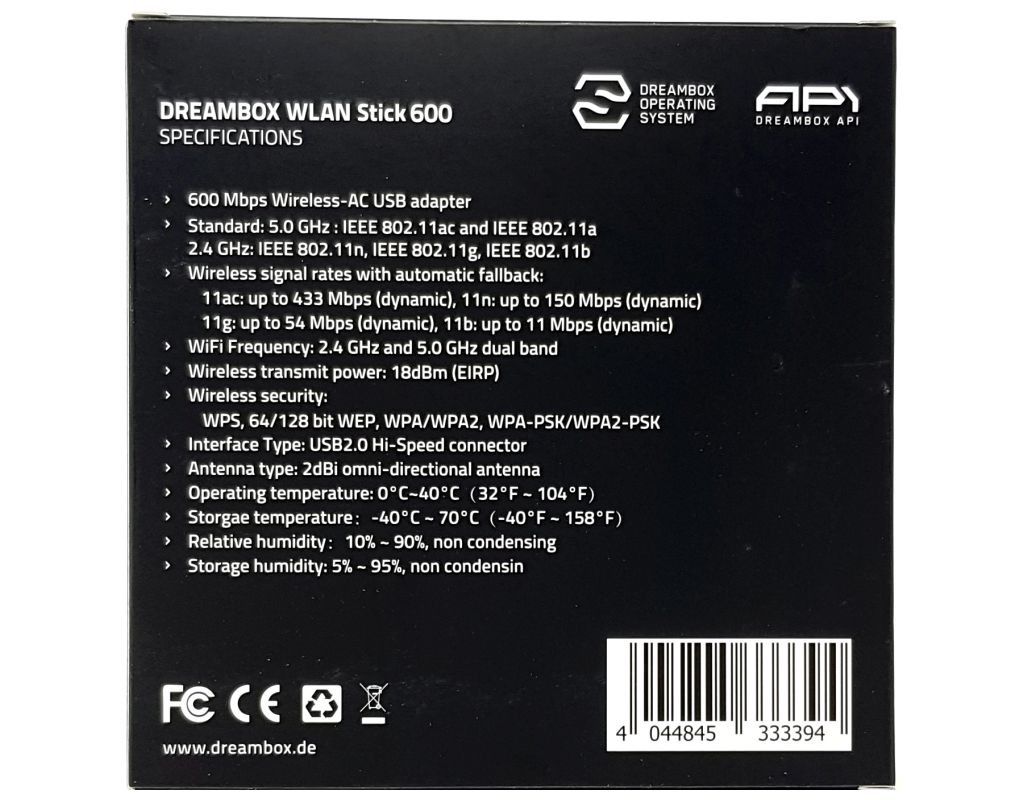Dreambox Dual Band Wireless USB 2.0 Adapter 600 Mbps inkl. Antenne | 13508